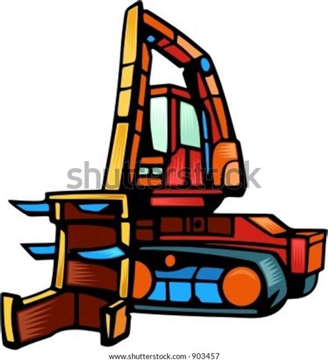 Tracked Feller Bunchervector Illustration Stock Vector Royalty Free