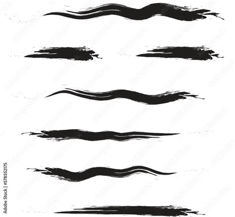 Set Of Free Hand Drawing Black Brush Strokes Vector Format Stock
