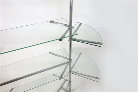 20th Century Art Deco Glass Storage Chromium Rack In The Style Of
