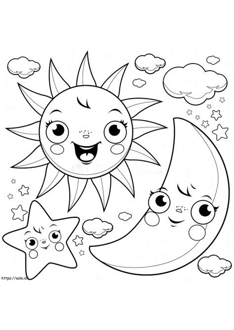 Dibujo De Sol Y Luna Para Colorear Sol Y Luna Para Adulto Para