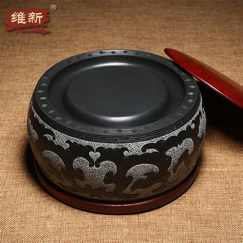 工艺大师柯崇传统歙砚手工雕刻作品万事如意龙尾山老坑黑龙尾原石经典素池砚台文房四宝收藏礼品摆件 虎窝淘