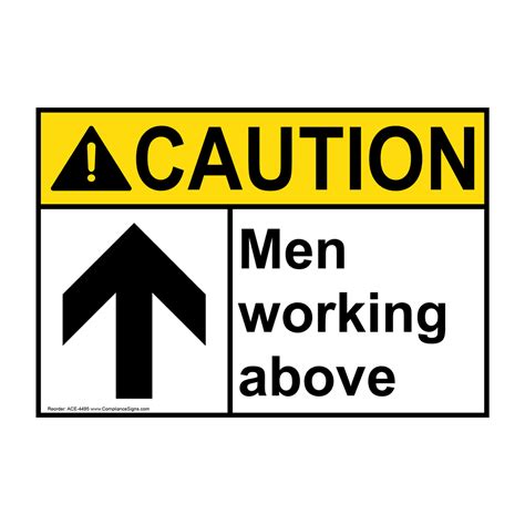 Caution Sign Men Working Above Sign Ansi