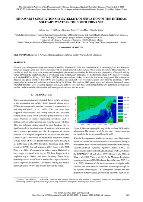 Pdf Himawari 8 Geostationary Satellite Observation Of The Internal Solitary Waves In The South