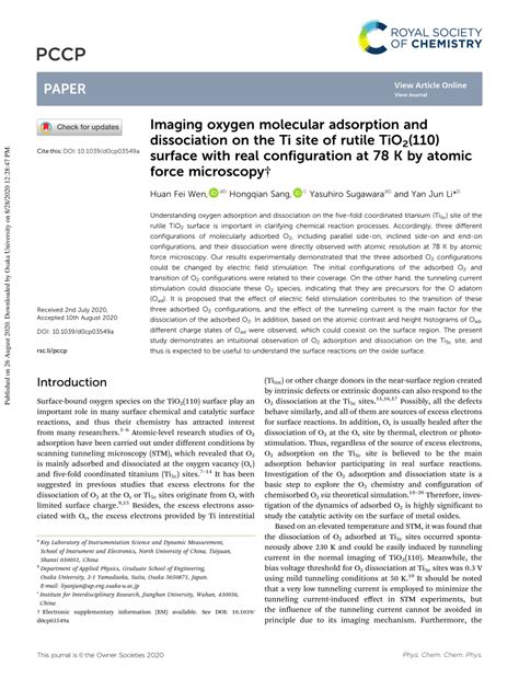 Pdf Imaging Oxygen Molecular Adsorption And Dissociation On The Ti Site Of Rutile Tio 2 110
