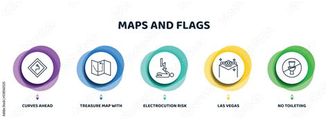 Editable Thin Line Icons With Infographic Template Infographic For Maps And Flags Concept