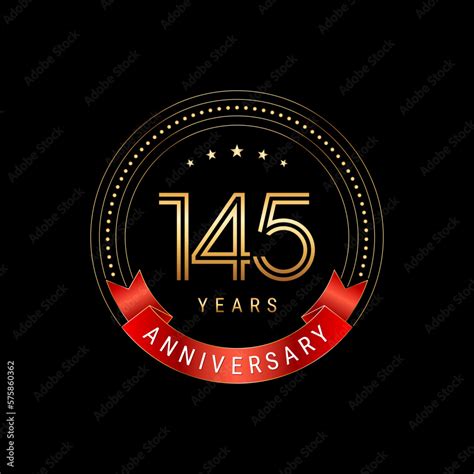 Th Anniversary Anniversary Logo Design With Golden Number And Red Ribbon Logo Vector