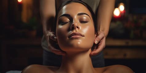 Premium Ai Image Young Woman Enjoying Facial Massage In Spa Salon