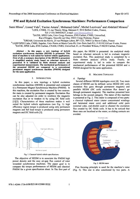 Pdf Pm And Hybrid Excitation Synchronous Machines Performances