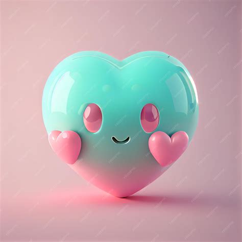 Kawaii Corazón Personaje Chibi Rosa Corazón Amor San Valentín 3d Render