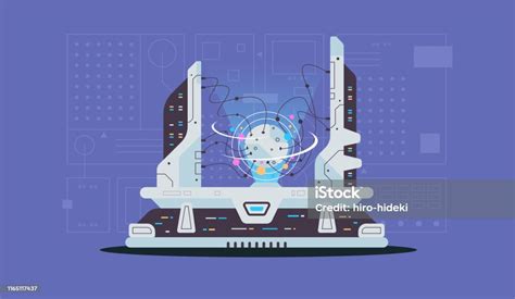 Quantum Computer Software Development And Programming Vector Illustration For Websites Stock