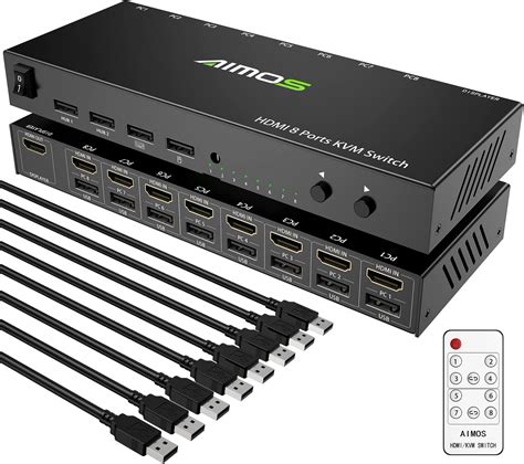 Kvm Switch Hdmi Conmutador 8 Entradas 1 Salida Usb 2 0 Switcher Hub Selector De Mouse Y