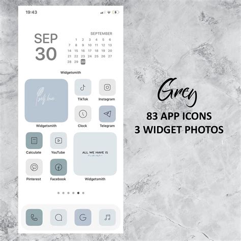 Grey Ios 17 App Icons With Widget Covers Digital Download Etsy
