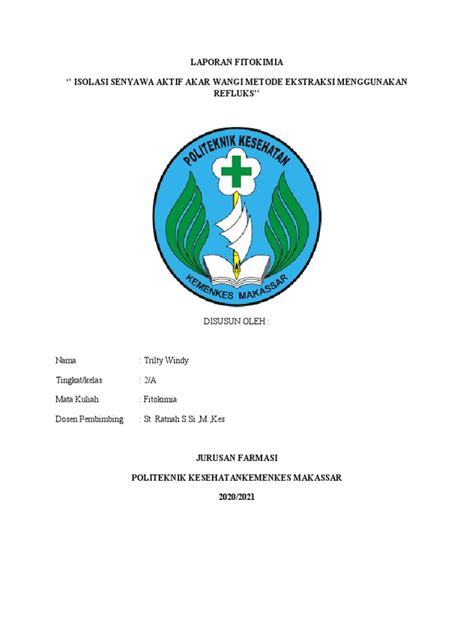 Laporan Fitokimia Metode Refluks Trilty Windy Po713251191048 Pdf