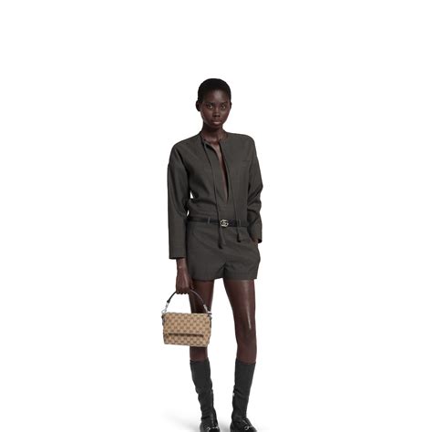 Qa ®غوتشي ‎small Gg Crossbody Bag With Web In Beige And Dark Brown Canvas