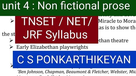 Tnset Net Jrf Syllabus Nta Ntanet Nonfiction Csponkarthikeyan