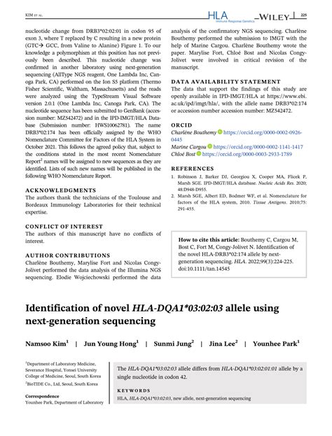 Identification Of Novel Hla‐dqa1 03 02 03 Allele Using Next‐generation