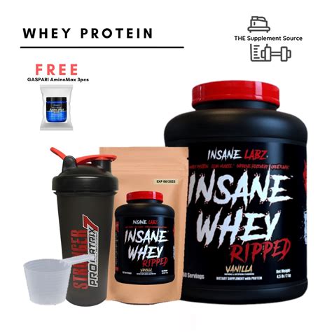 Insane Labz Insane Whey Ripped 1lb 2lbs With Shaker Whey Protein