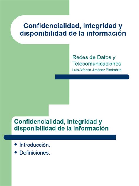 Confidencialidad Integridad Y Disponibilidad De La Información Pdf