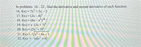 Solved NUMBER PLEASE Find The Derivative And Second Chegg Com