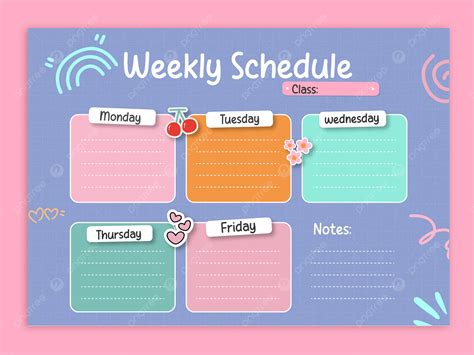 Weekly Schedule School Timetable Vector Template Download On Pngtree