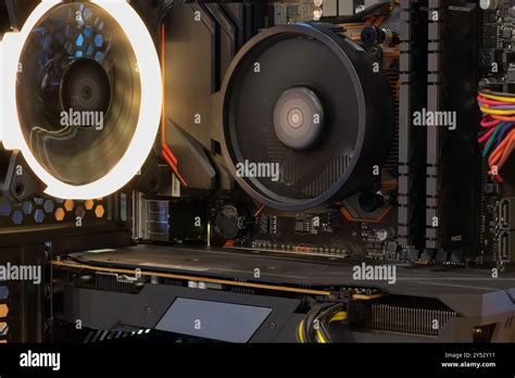 Close Up And Inside High Performance Desktop And Cooling System On Cpu Socket With Led Rgb Light