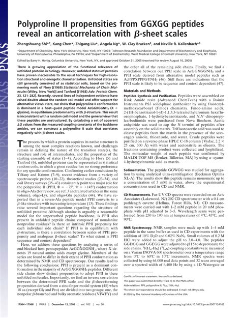 Pdf Polyproline Ii Propensities From Ggxgg Peptides Reveal An