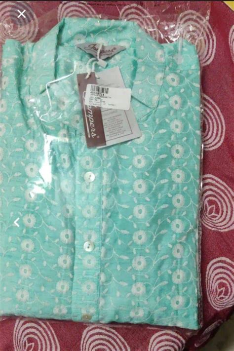 Pure Cotton Chicken Kurta Mens Blue Colour Chicken Kurta Kurta For