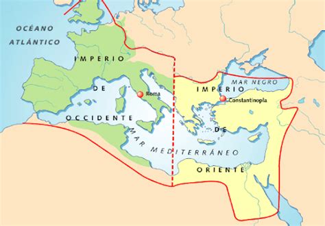 Mapa La División Del Imperio Romano Por Teodosio