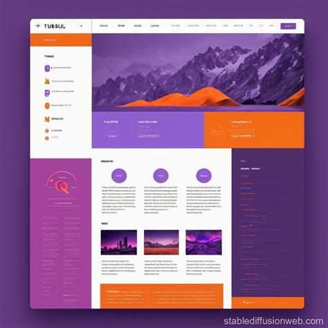 Purple And Orange UX UI Web Design Stable Diffusion Online