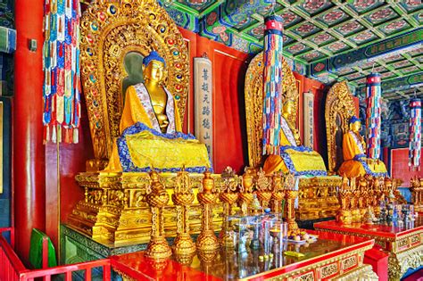 Pemandangan Interior Kuil Yonghegong Lamabeijing Foto Stok Unduh