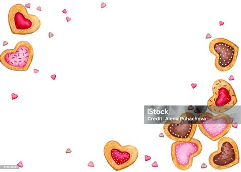 텍스트를 위한 공간이 있는 설탕 쿠키 배너입니다 수채화 손으로 그린 템플릿에 대 한 카드 초대장 포스터 메뉴 발렌타인 데이 생일
