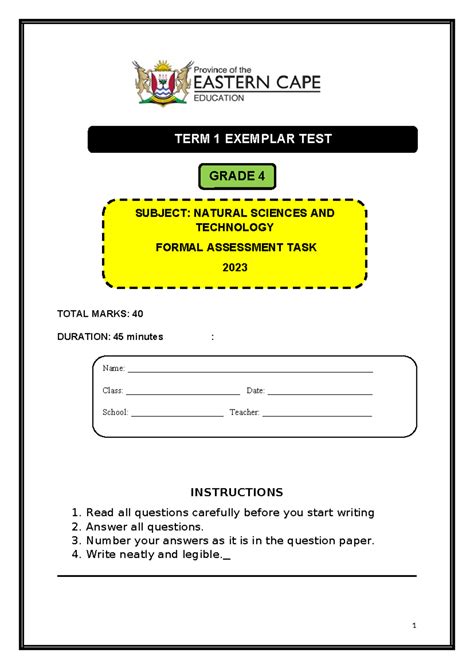Edited 2022 Ns Grade 4 Term 1 Test Done Total Marks 40 Duration 45