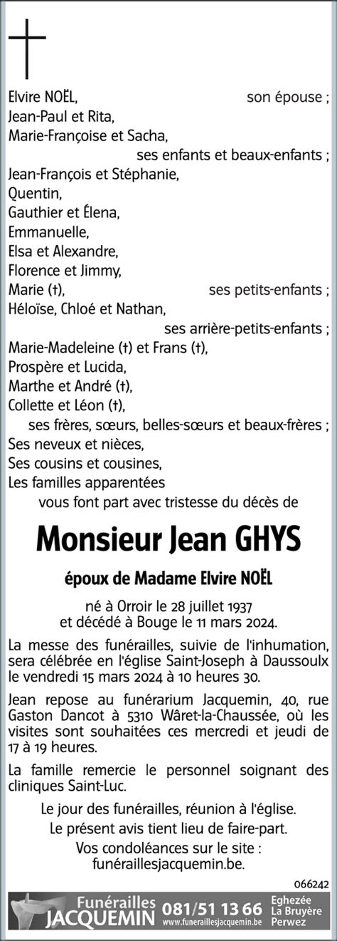 Jean Ghys † 11 03 2024 Inmemoriam