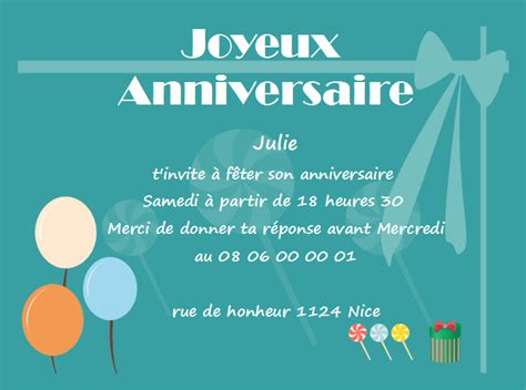 Créer Une Carte Invitation Anniversaire Gratuite à Imprimer Le Carte