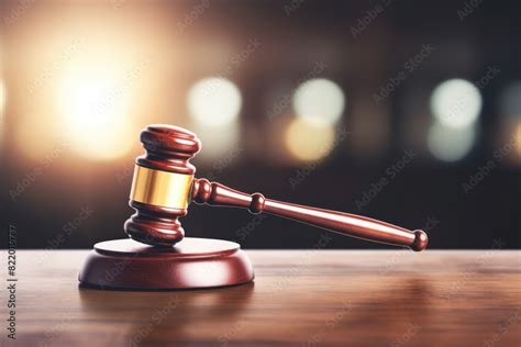 A Focused Image Of A Wooden Judge S Gavel On A Table With Soft Bokeh