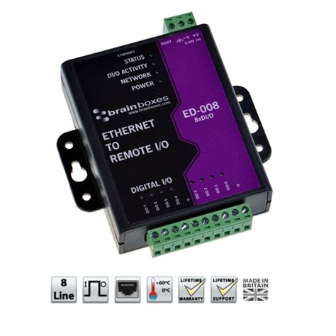 Brainboxes Ed 008 Ethernet To 8 Digital Io Lines
