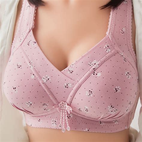 Purcolt Plus Size Wire Free Print Bras For Women Comfort Full Coverage