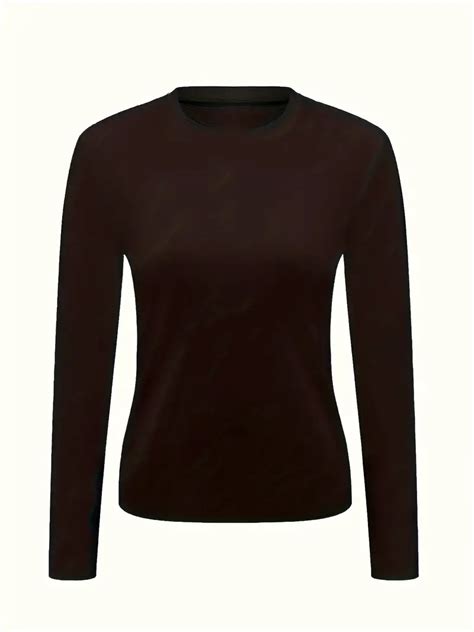 Plus Size Solid Crew Neck T Shirt Casual Long Sleeve Top Temu Ireland