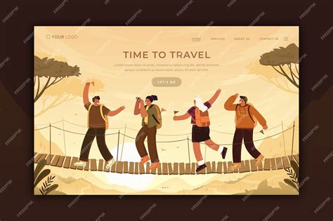 그라디언트 여행 방문 페이지 템플릿 무료 벡터