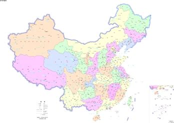 中国地图英文版大图分省设色 界线版 无邻国地图库