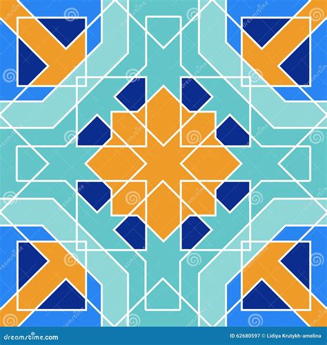 Gorgeous Seamless Pattern From Blue Moroccan Tiles Ornaments Stock Illustration Illustration