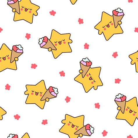 Premium Vector Cute Stars Character Seamless Pattern