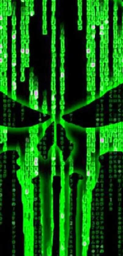 Green Matrix Skull Wallpaper Free Download
