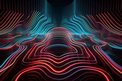Premium Ai Image Abstract Dynamic Colorful Waves On Black Background