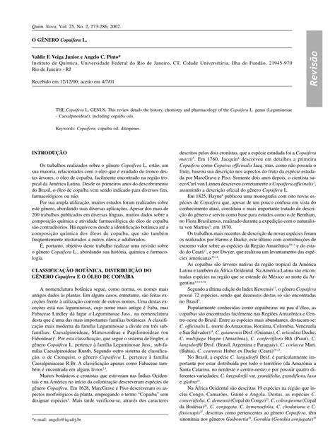 Pdf The Copaifera L Genus