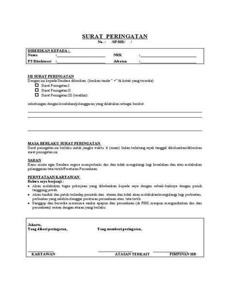 Formulir Surat Peringatan Pdf