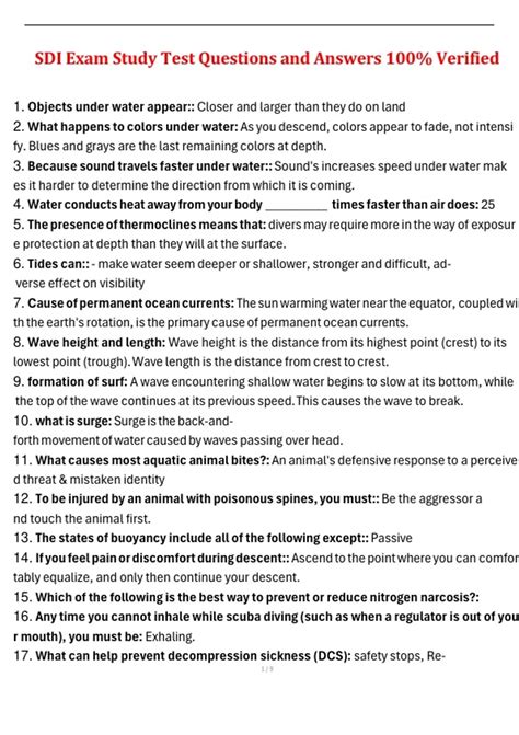 SDI Exam Study Test Questions And Answers 100 Verified SDI Stuvia US
