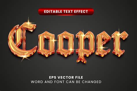 Premium Vector Cooper 3d Editable Vector Text Effect