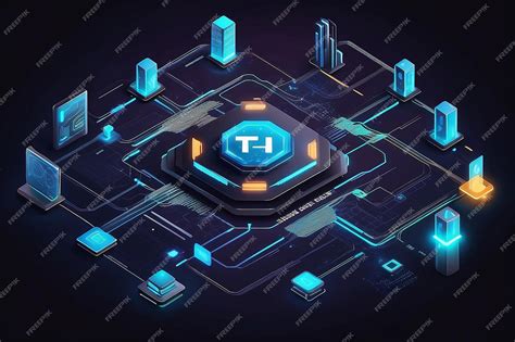 Premium Photo Futuristic Blockchain Technology Cryptography Transactions And Fintech