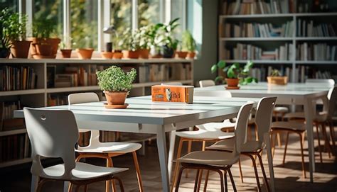 Premium Ai Image Classroom With White Rows Of Empty Chairs And Tables